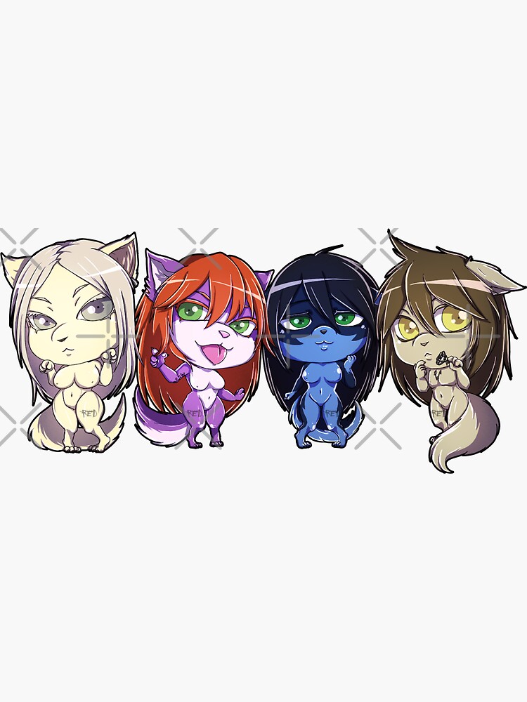 "Chibi furries" Sticker by RedLenai | Redbubble