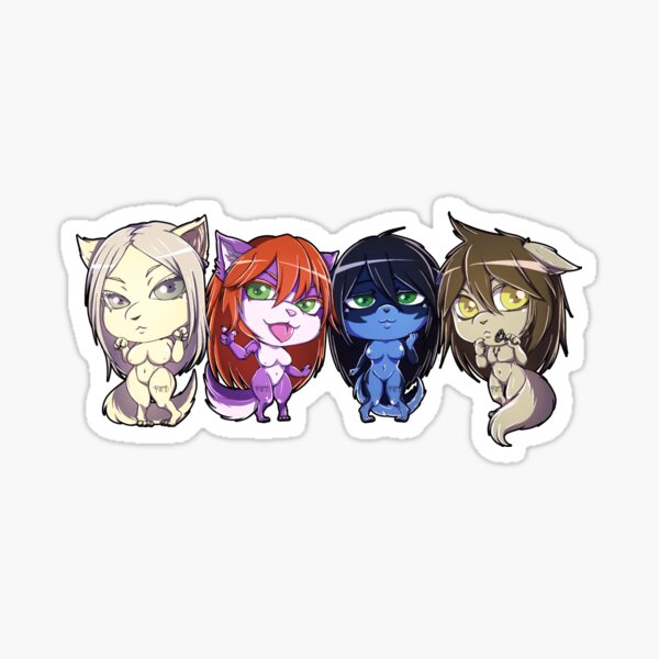"Chibi furries" Sticker by RedLenai | Redbubble