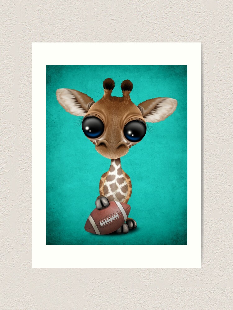 "Cute Baby Giraffe Playing With Football" Art Print by JeffBartels ...