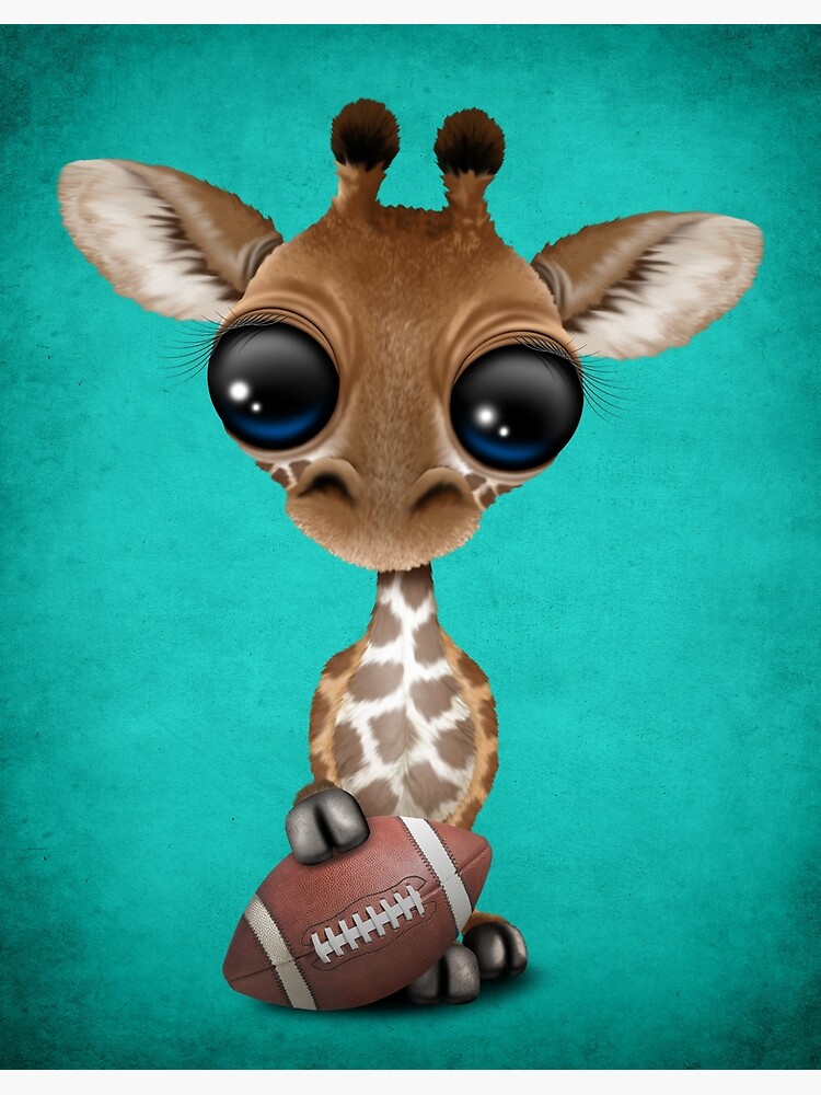 "Cute Baby Giraffe Playing With Football" Art Print by JeffBartels ...