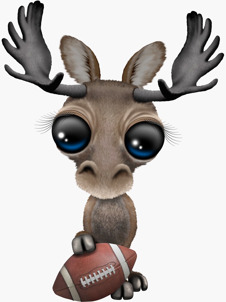 "Cute Baby Moose Playing With Football" Sticker for Sale by JeffBartels ...