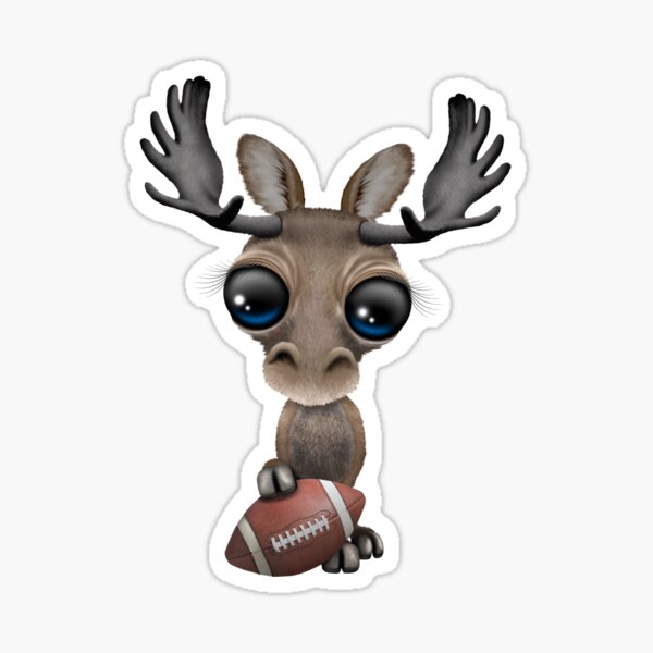 "Cute Baby Moose Playing With Football" Sticker for Sale by JeffBartels ...