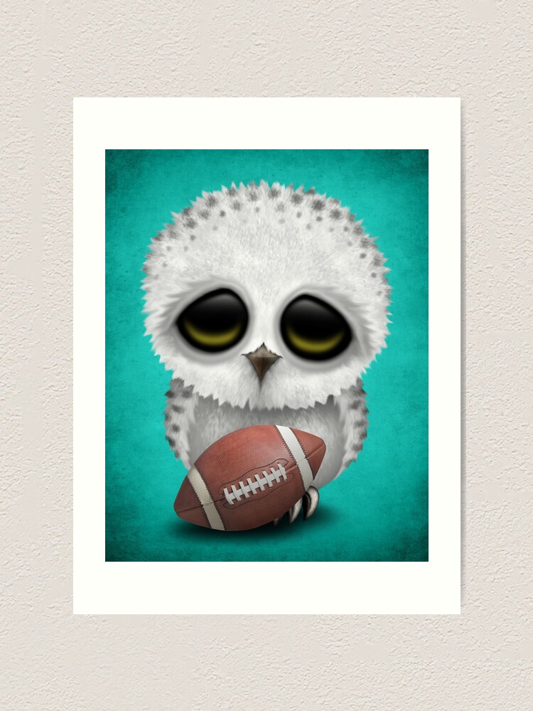 "Cute Baby Owl Playing With Football" Art Print by JeffBartels | Redbubble