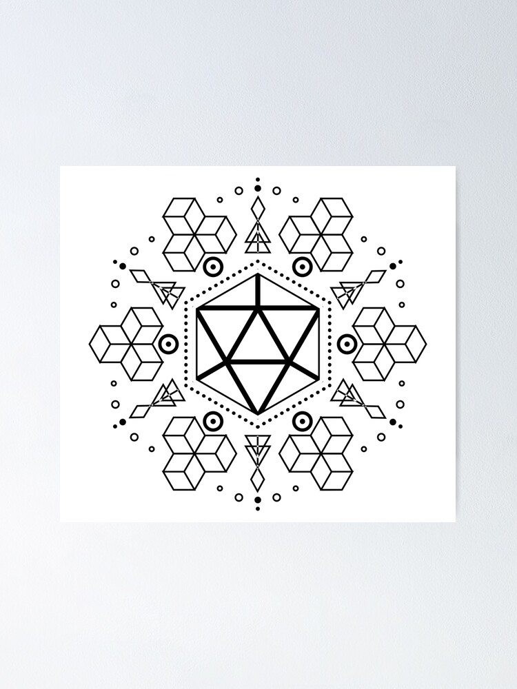 "Geometric Polyhedral D20 Dice Tabletop RPG Gaming" Poster by ...