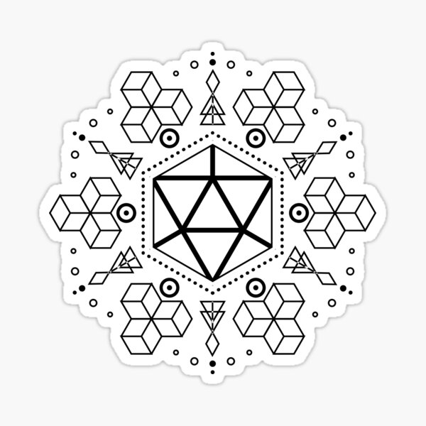 "Geometric Polyhedral D20 Dice Tabletop RPG Gaming" Sticker by ...