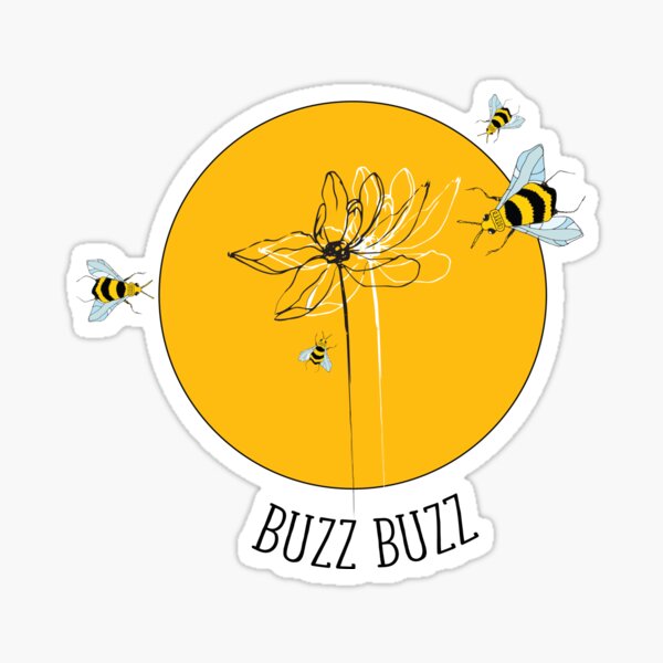 "Aesthetic yellow bees and flowers design" Sticker for Sale by DimDom ...