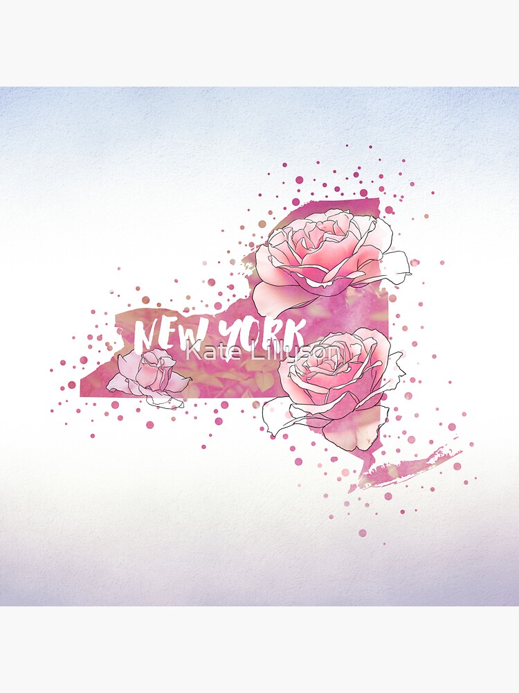 Pegatina «Flor del estado de Nueva York (rosa)» de KateLillyson | Redbubble