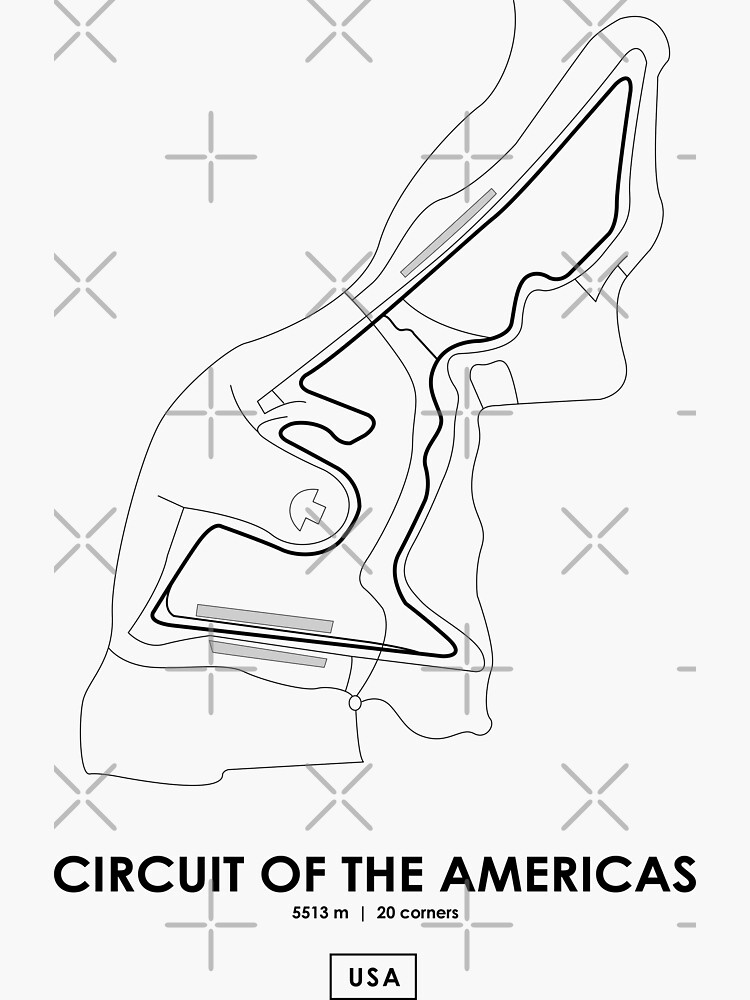 "Austin - USA F1 Track Map" Sticker by andreanastasio | Redbubble