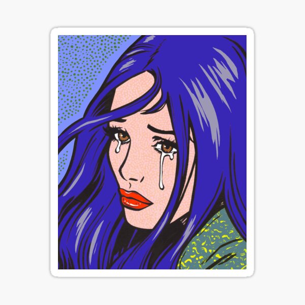 "Blue Crying Comic Girl" Sticker for Sale by turddemon | Redbubble