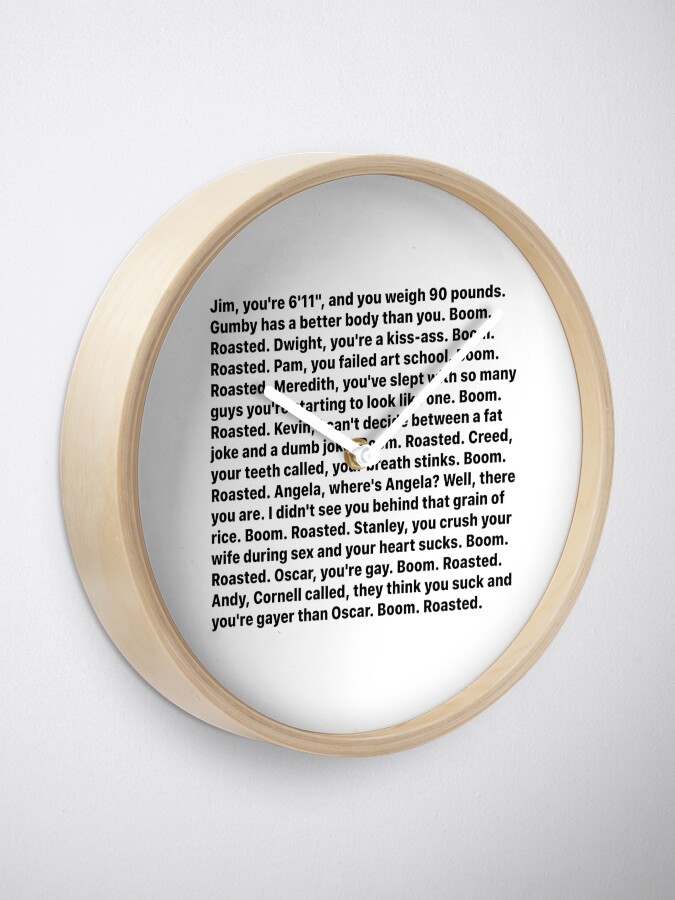 "Michael Scott's Boom Roasted Speech" Clock by janielc | Redbubble