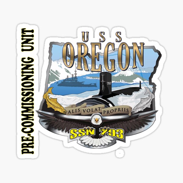 "USS Oregon SSN-793 Pre-commissioning Unit Crest" Sticker by ...