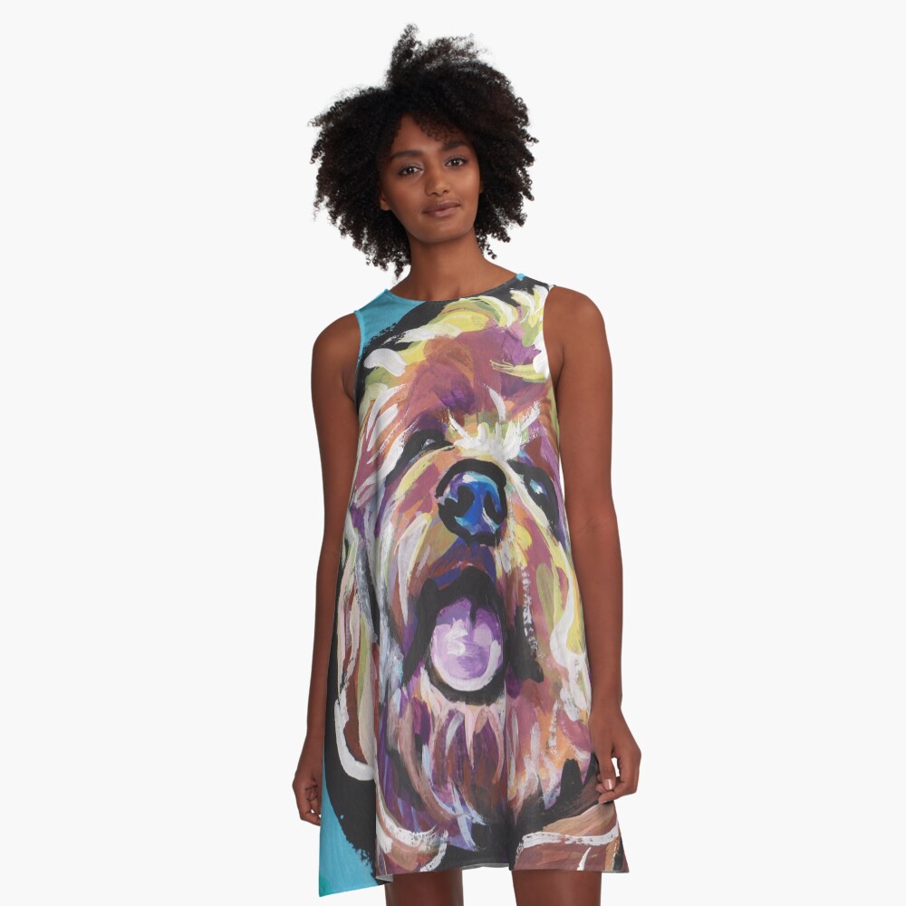 "Fun Cockapoo Dog bright colorful Pop Art" A-Line Dress for Sale by ...