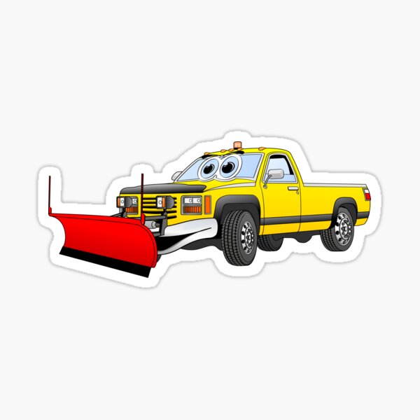 "Yellow R Pick Up Truck Snow Plow Cartoon" Sticker for Sale by ...