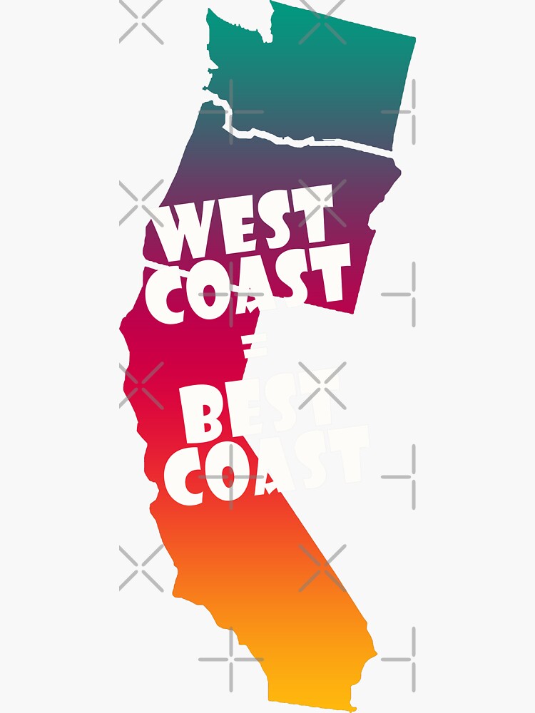 "West Coast = Best Coast" Sticker for Sale by ReedMyLips | Redbubble