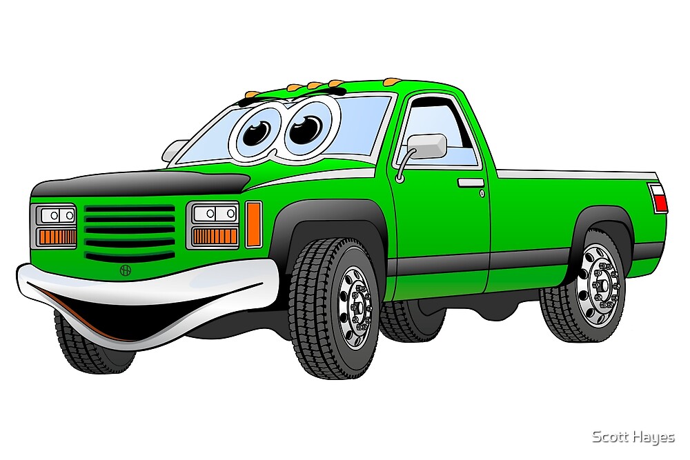 "Green Pick Up Truck Cartoon" by Scott Hayes | Redbubble