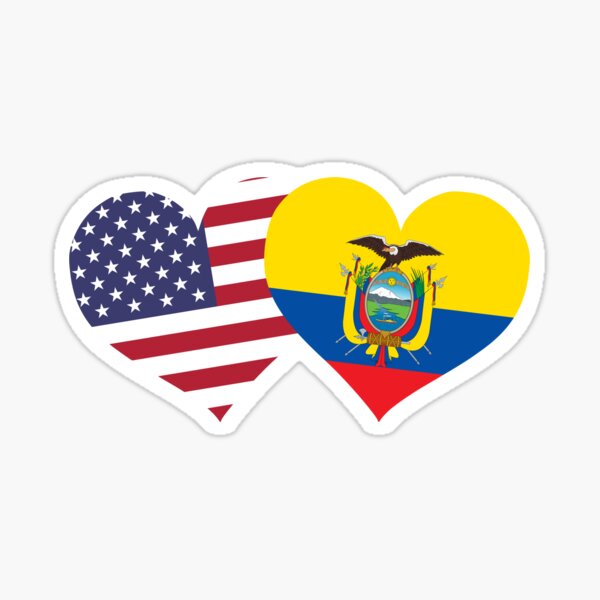 "Ecuador Flag USA Flag Love Heart" Sticker for Sale by TrevelyanPrints ...