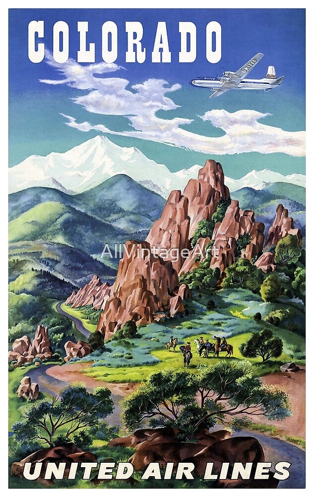 "Vintage Colorado Travel Poster circa 1945 " by AllVintageArt | Redbubble