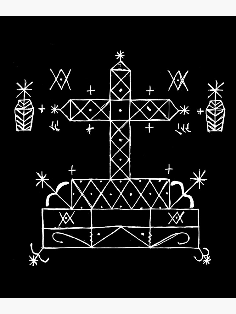 Poster for Sale avec l'œuvre « Baron Samedi Voodoo Veve (blanc) » de l ...