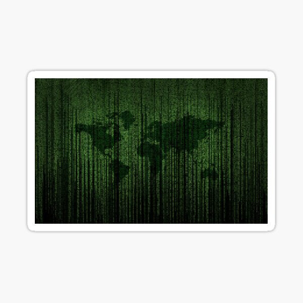 "Matrix background on map of the world" Sticker for Sale by iresist ...