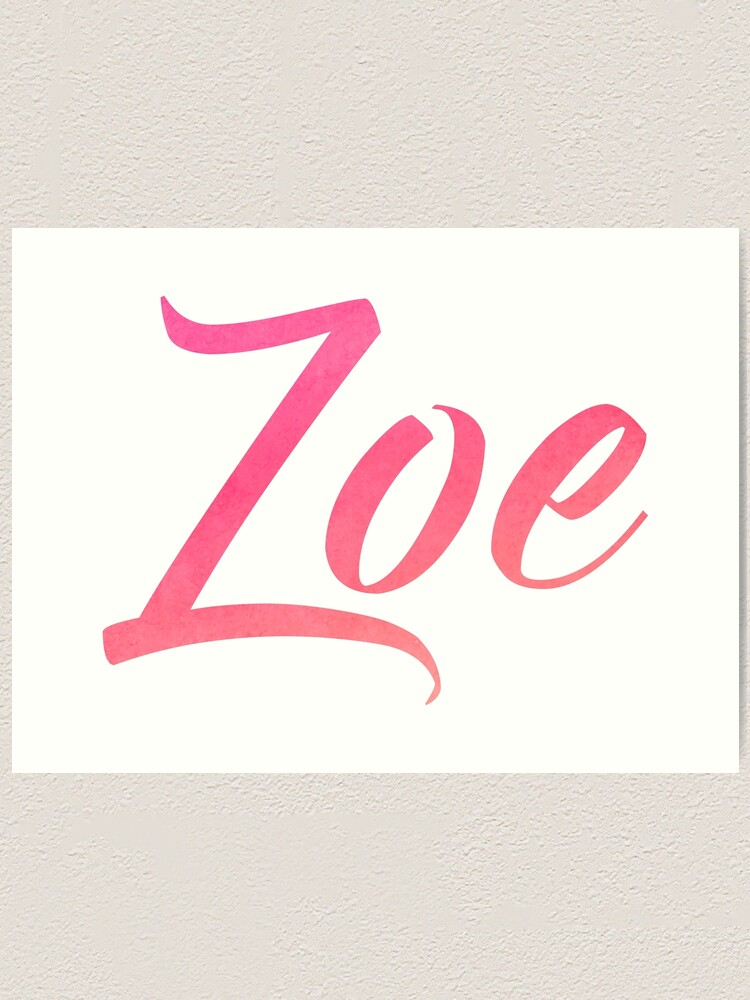 "Zoe girls name pink watercolor type design" Art Print for Sale by ...