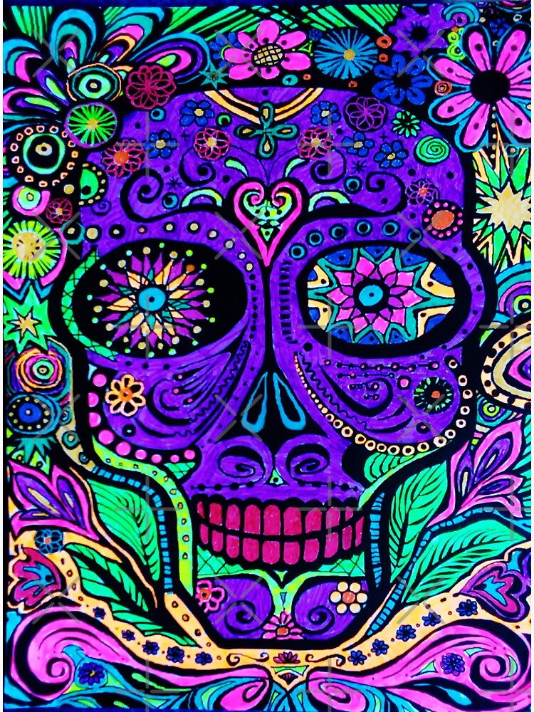 Pegatina «Día del cráneo muerto coloración neón.» de TJ-Allen | Redbubble