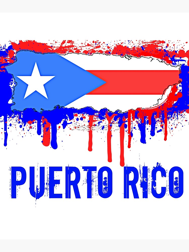 "Puerto Rico Map with Banner Mapa y Bandera Design" Art Print for Sale ...