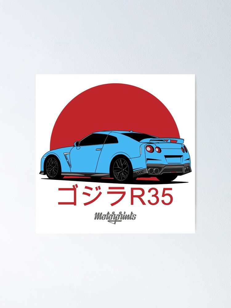 "R35 GTR (blue)" Poster for Sale by Motorpr1nts | Redbubble