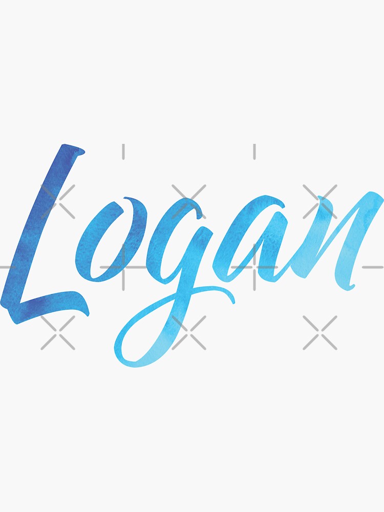 "Logan blue watercolor boy's name" Sticker for Sale by ComicKitsch ...