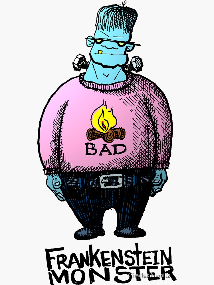"The Frankenstein Monster with a Fire Bad Sweatshirt" Sticker for Sale ...