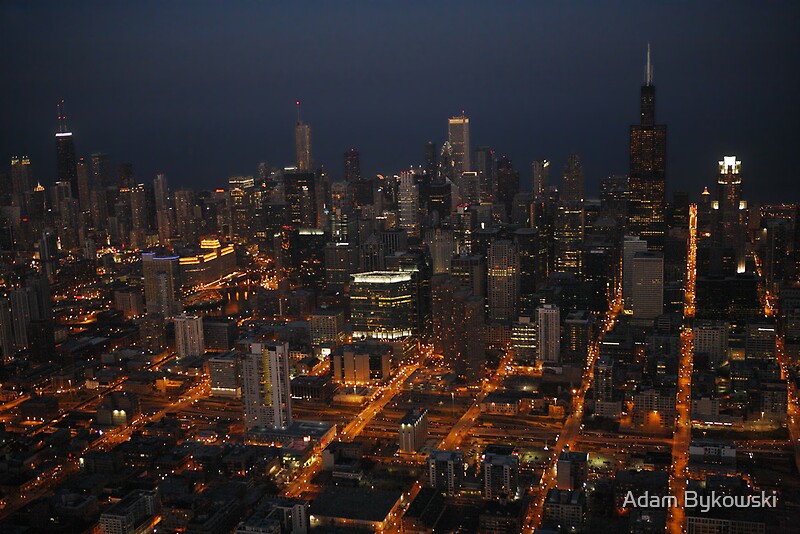 "Downtown Chicago - Aerial Photography" by Adam Bykowski | Redbubble