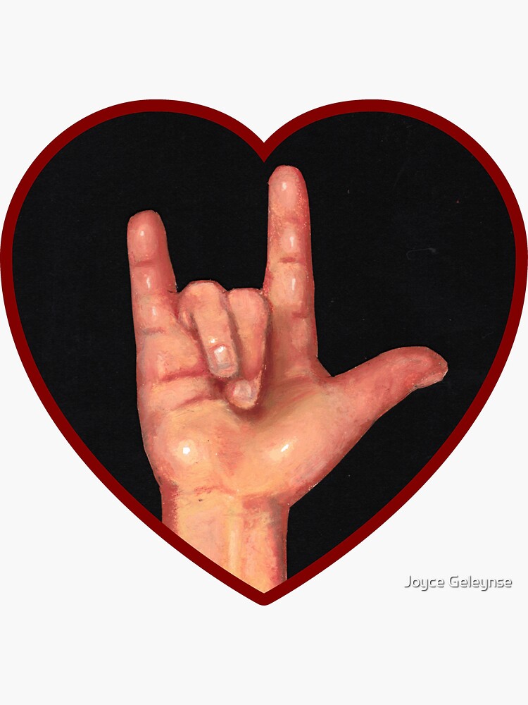 "Hand Making Sign for I Love You, American Sign Language" Sticker for ...