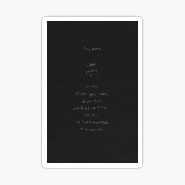 "RM- Mono (2018 Mixtape Black Version)" Sticker for Sale by KpopTokens ...