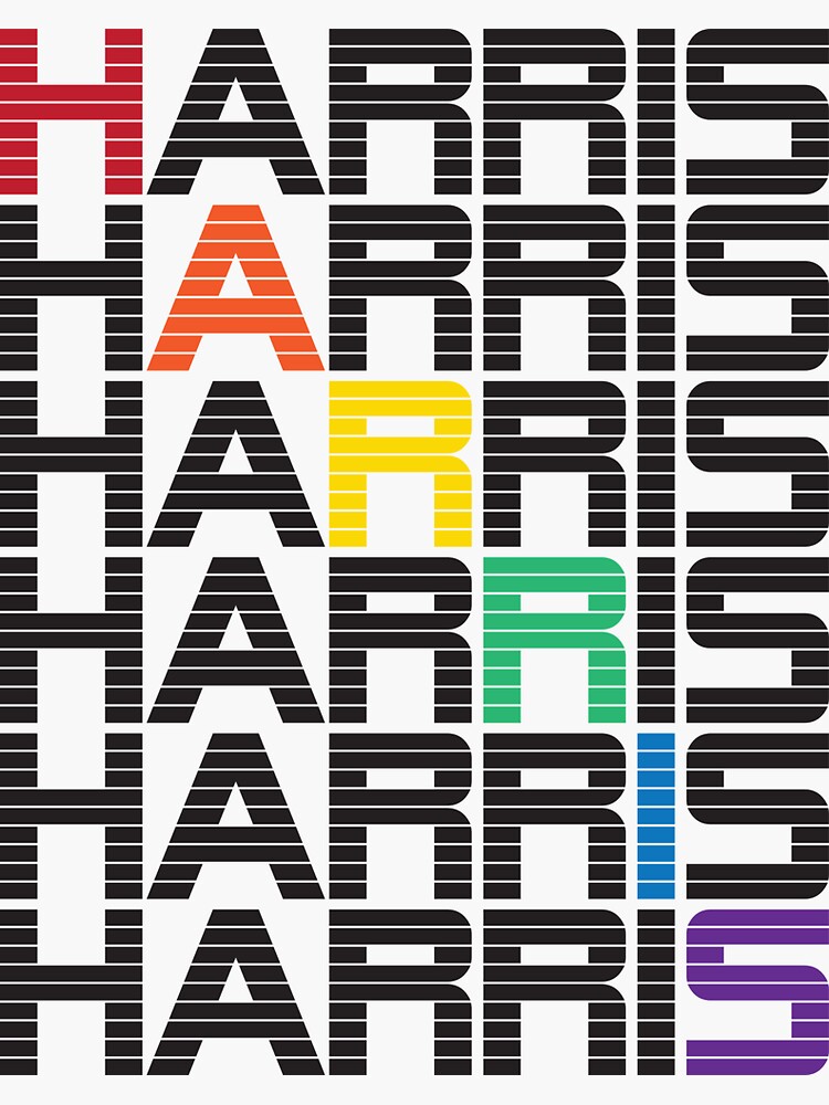 "harris rainbow text stacks" Sticker by PoliSciDesign | Redbubble