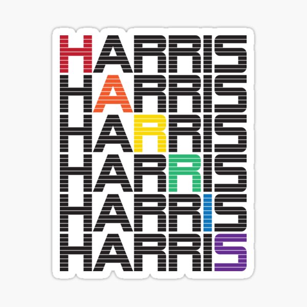 "harris rainbow text stacks" Sticker by PoliSciDesign | Redbubble