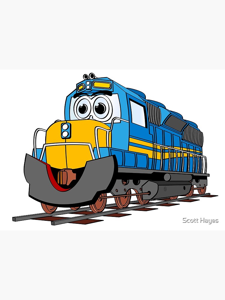 "Blue Train Engine Cartoon" Poster by Graphxpro | Redbubble
