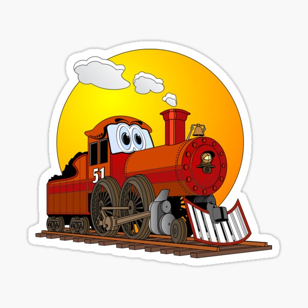 "Red Train Locomotive Cartoon" Sticker by Graphxpro | Redbubble