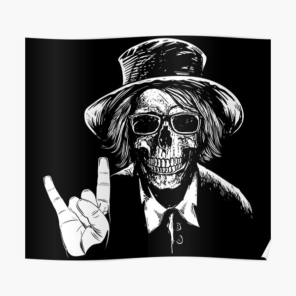 "cool skull skeleton devil horns hand sign" Poster for Sale by ...
