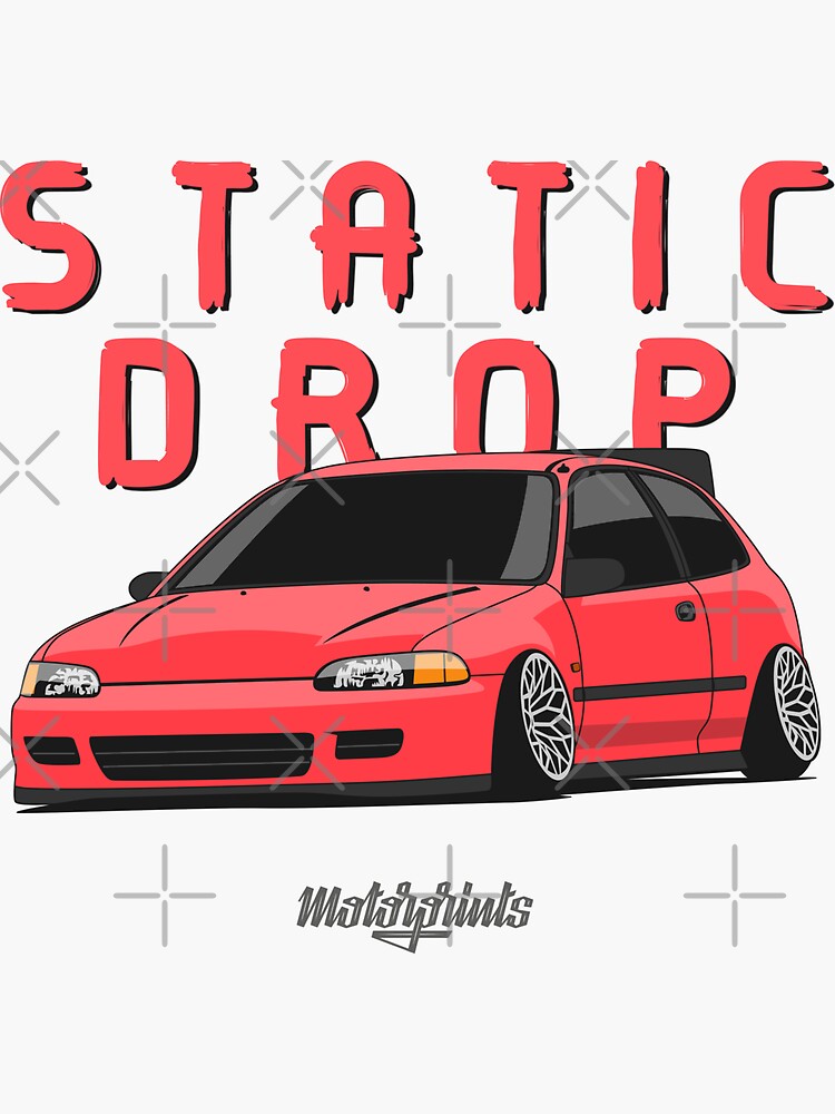"Static Drop Civic EG (pink)" Sticker for Sale by Motorpr1nts | Redbubble