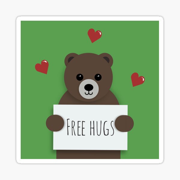 "'Free Hugs'" Sticker for Sale by BlueVolcano | Redbubble