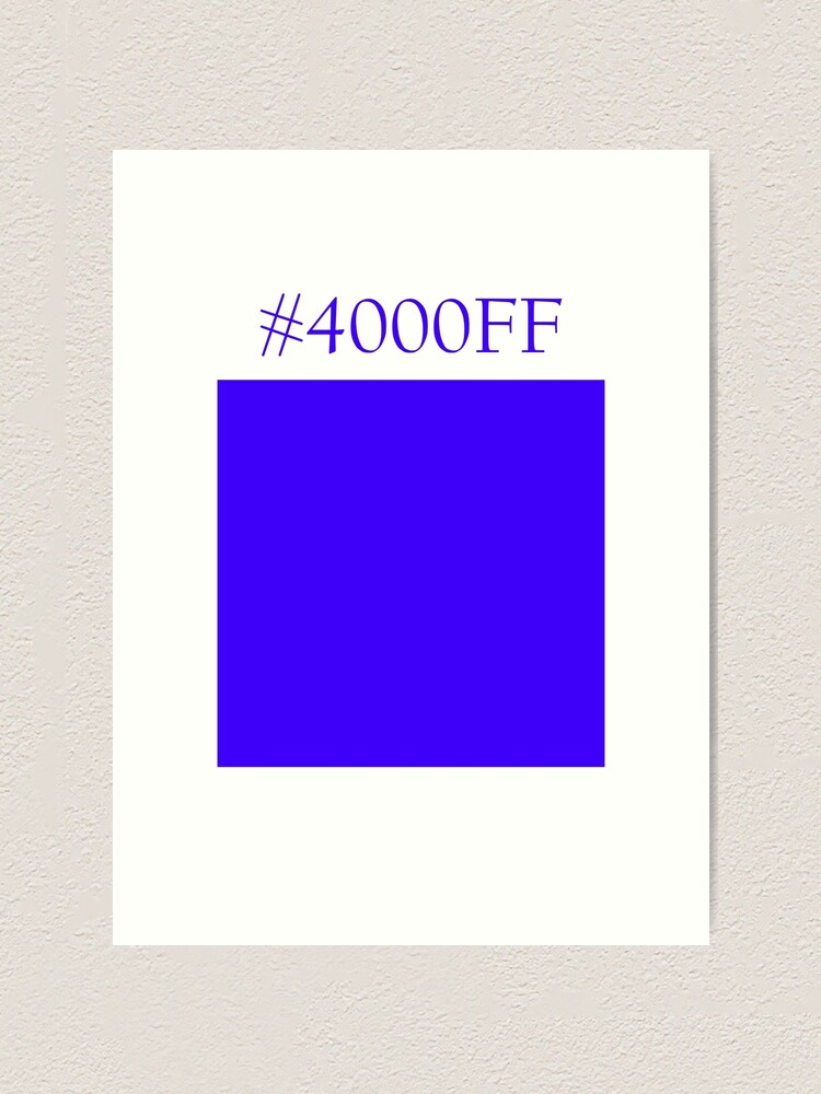 "Ultramarine Color Hex Code #4000FF Quadrat" Art Print by Dator | Redbubble