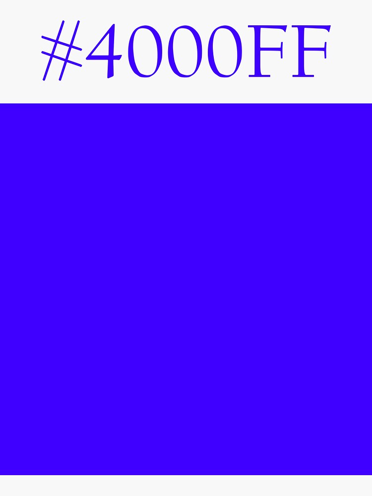 "Ultramarine Color Hex Code #4000FF Quadrat" Sticker for Sale by Dator ...