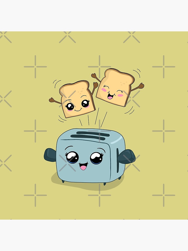 "Cute Kawaii Toast and Toaster" Art Print for Sale by ValentinaHramov ...