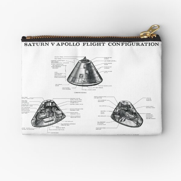 Apollo Saturn V Command Module Blueprint In High Resolution White Zipper Pouch By Rhorowitz