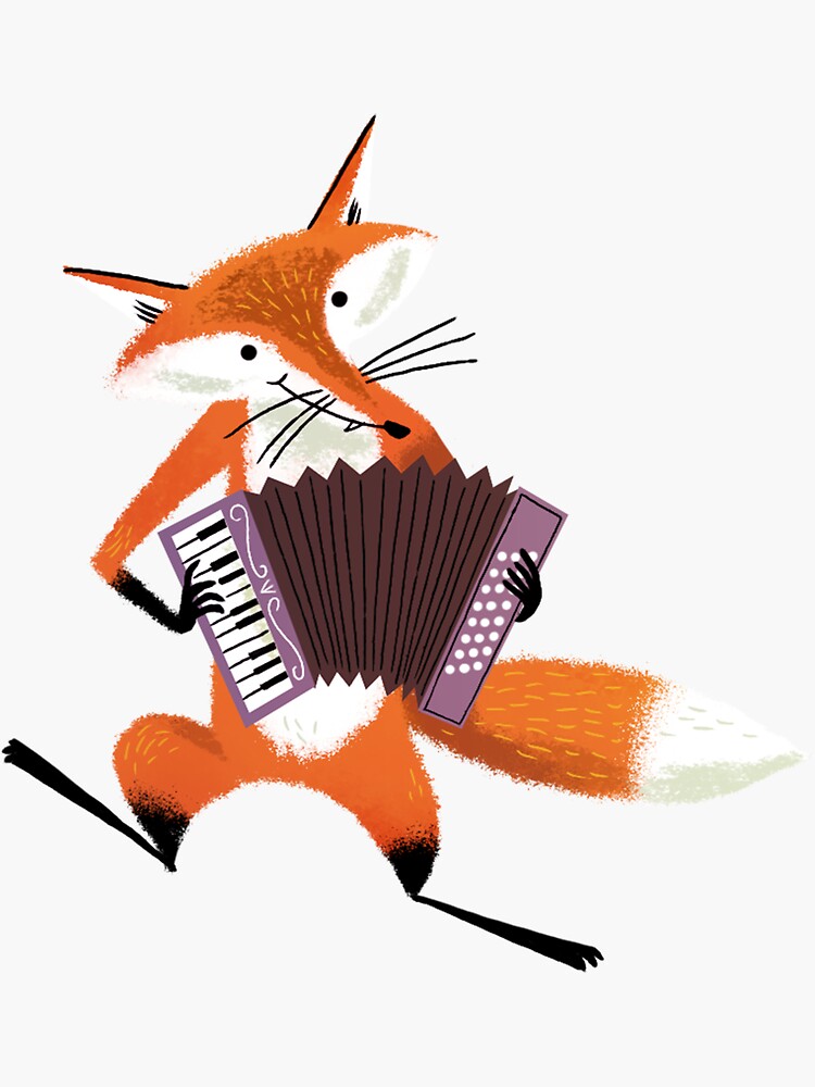 "Musical fox illustration" Sticker for Sale by artonwear | Redbubble