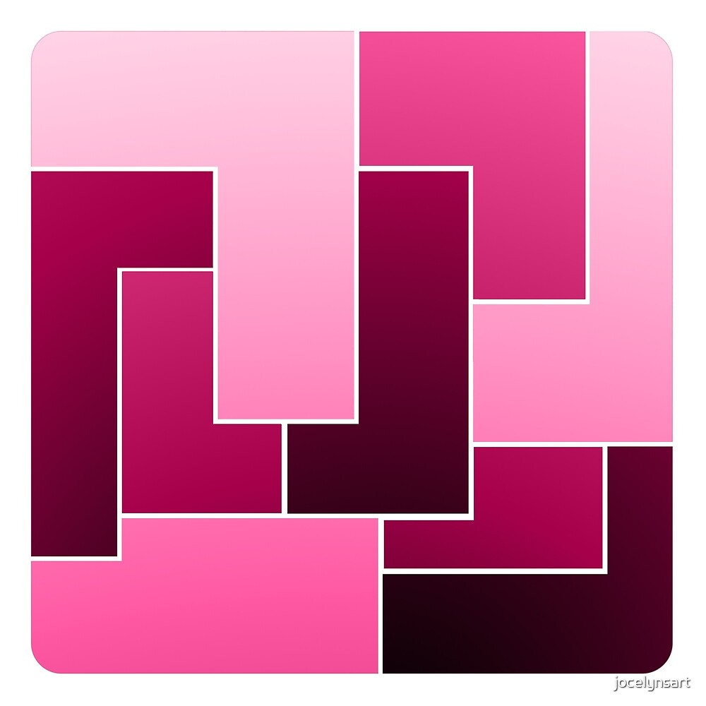 "Cherry Red and Hot Pink Big Bold Geometric Rotating Rectangle Shapes ...