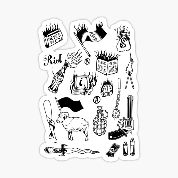 "Anarchy black traditional inspired flash sheet" Sticker by ...