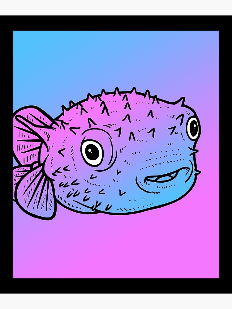 "Vaporwave Puffer Fish Aesthetic Pastel Goth Blowfish" Poster by ...