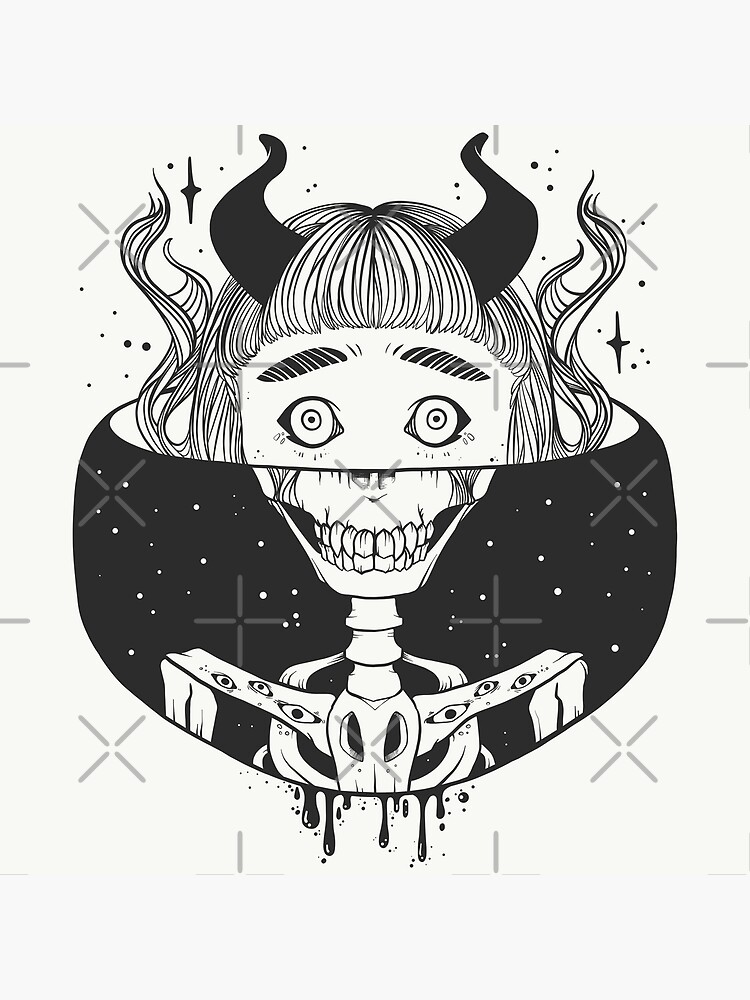 "Creepy Demon Girl With Skeleton Bones" Art Print for Sale by ...