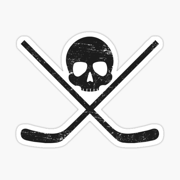 "Ice Hockey Punk Rock Stick Goon Pirate Skull And Crossbones" Sticker ...