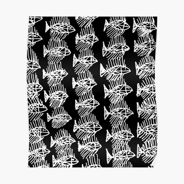 "White and Black Abstract Fish" Poster by ntartworks | Redbubble